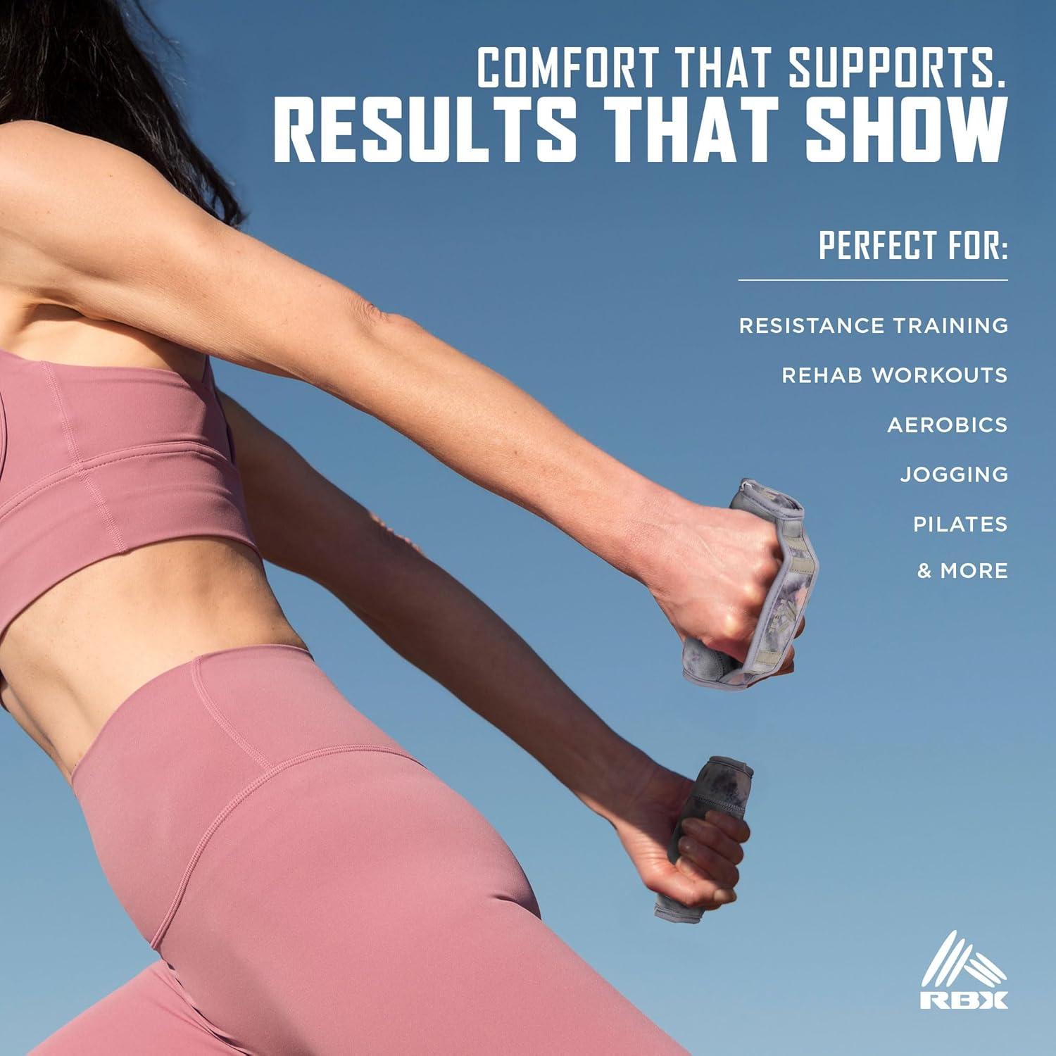 RBX 2lb Walking Weights Pair (1lb Each), Soft Hand Weights with ...